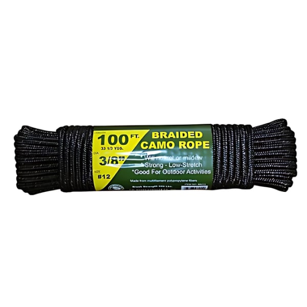Durable Camouflage Rope 3/8" x 100' - Braided Polypropylene for Outdoor ...