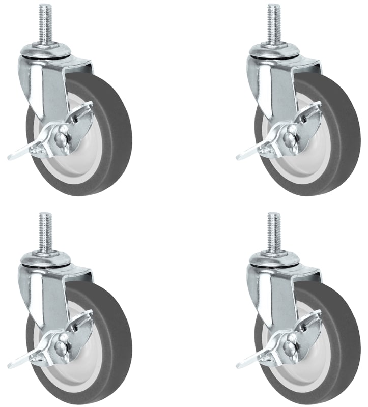 Metro Shelving Caster Set, TPR 3" X 1" Wheel, 3/8" Threaded Stem, Metro ...