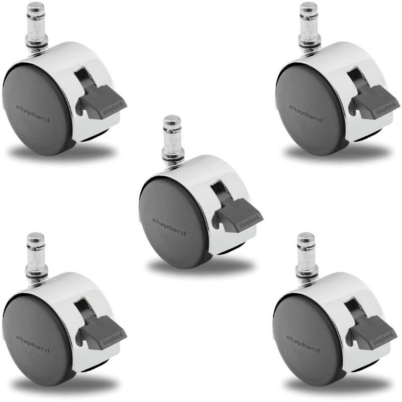 Pacer Shepherd 50mm Bright Chrome Locking Chair Casters - 375 lbs ...