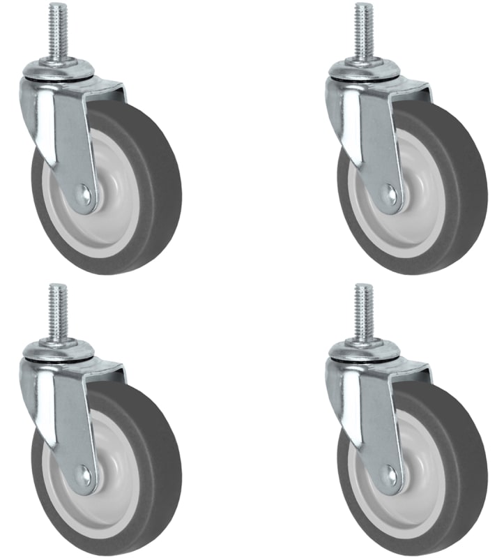 Metro Shelving Caster Set, TPR 3" X 1" Wheel, 3/8" Threaded Stem, Metro ...