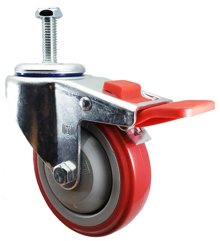 4" Total Locking Stem Caster | 1/2" Stem | 350 lbs Capacity