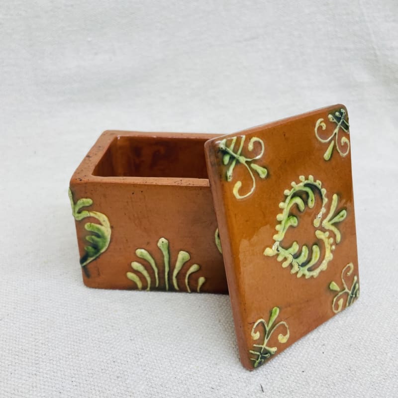 Hand Built Redware Trinket Box $125