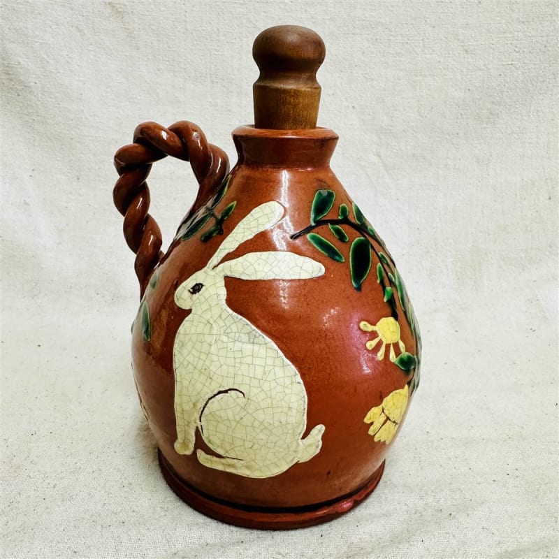 Rabbit Jug with Braided Handle and Stopper $145