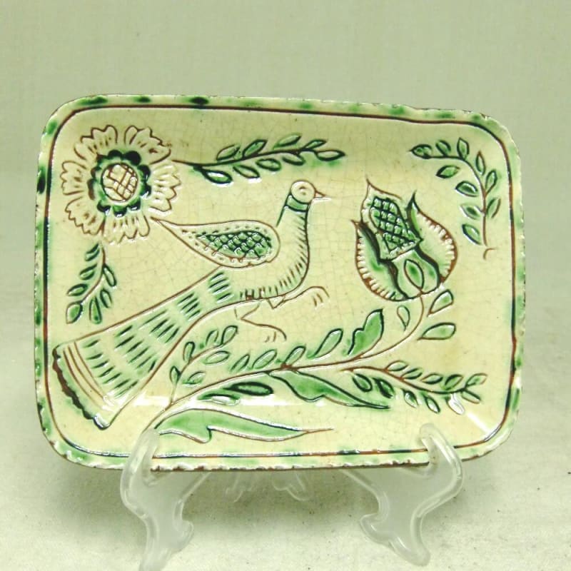 Sgraffito Bird and Tulip Plate (MTO) $55