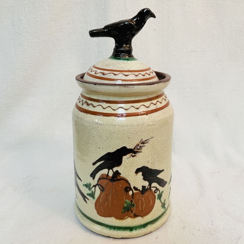 Crow on Pumpkin Pot with Crow Lid (MTO) $225