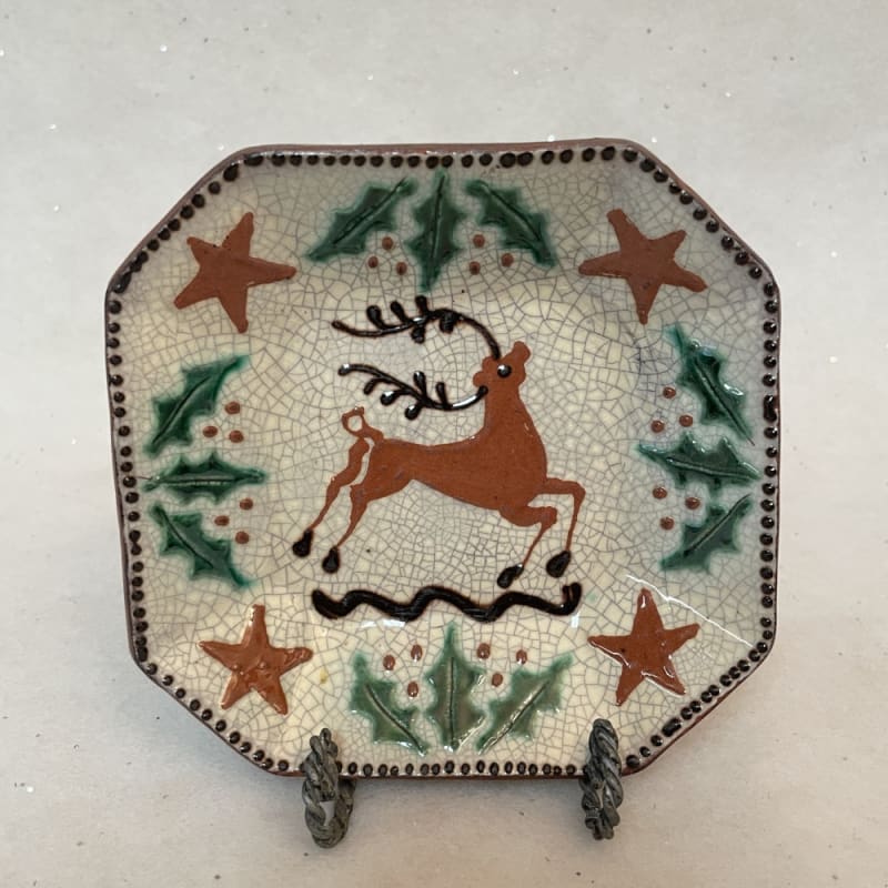 Stag Plate with Holly (MTO) $45