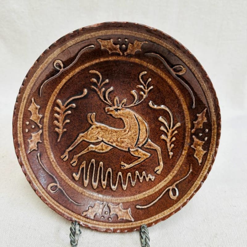 Winter Stag Plate with Decorative Border $55