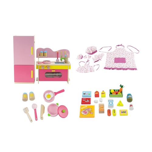 18-inch Doll Wooden Kitchen Oven/Fridge Set with Pretend Food ...