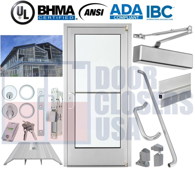 48" x 80" LH Storefront Door - Steel Stud Veneer, ADA & IBC