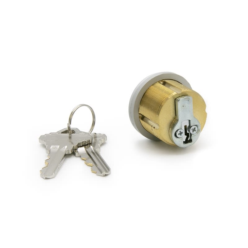 Mortise Keyed Lock Cylinder With Trim Ring and (2) Keys, Satin Anodized ...