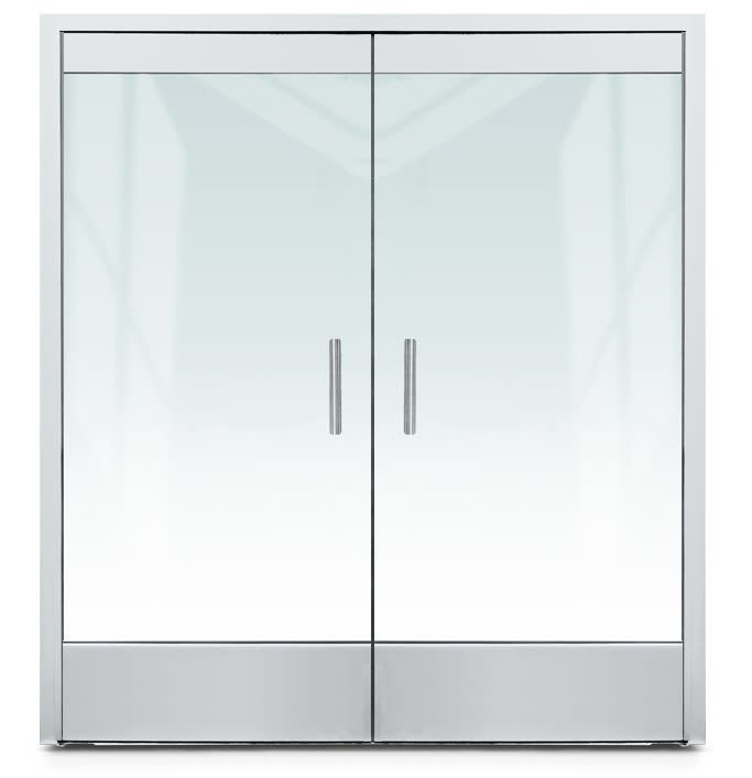 Herc-Lite Herculite Exterior 72 in. x 84 in. All Glass Double Door With ...