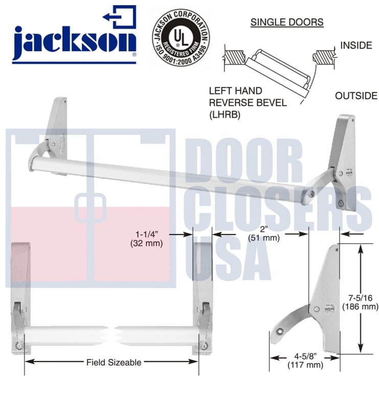 Jackson Cross Bar Rim Panic Exit Hardware With Dogging, For Single Door ...
