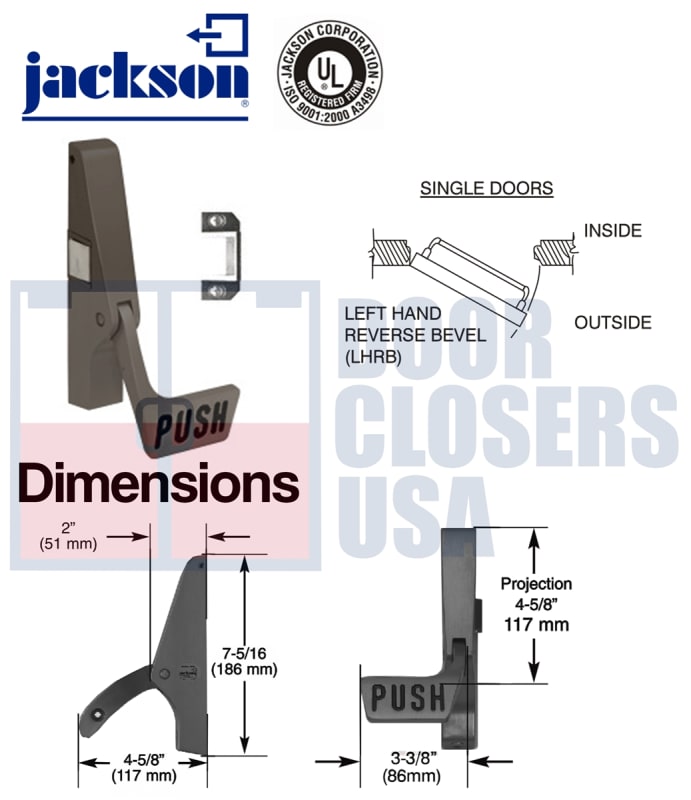 Jackson Paddle Panic Exit Hardware With Dogging, For Single Door ...
