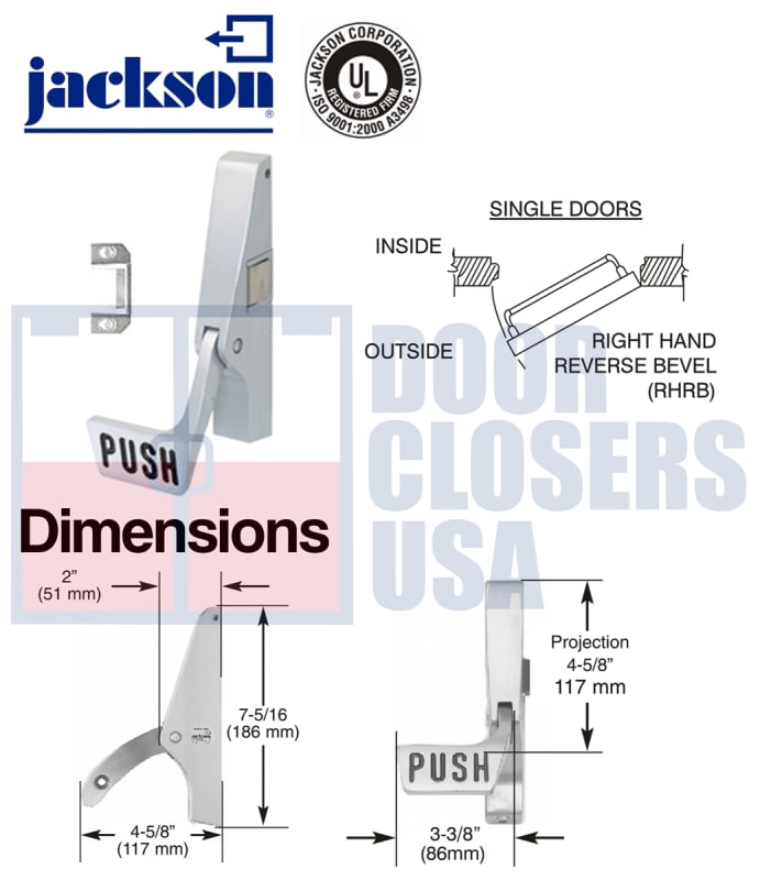 Jackson Paddle Panic Exit Hardware With Dogging, For Single Door ...