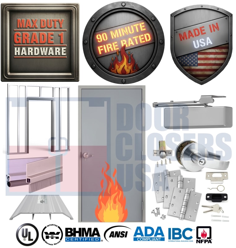 36" x 84" RHR 90 Minute Fire Rated Hollow Metal Door System â€“ B Label ...