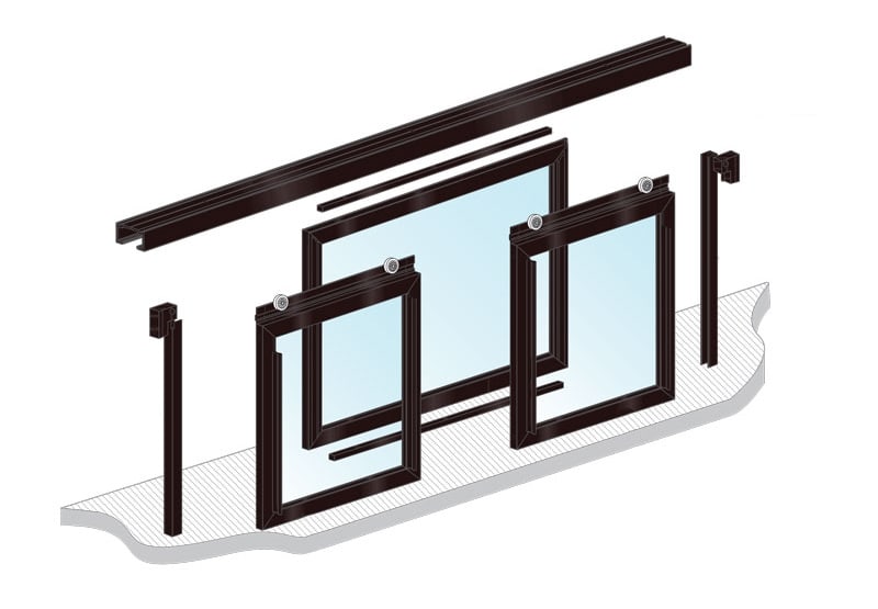 3 Panel Commercial Interior Transaction Service Window, 72 in. Width x ...