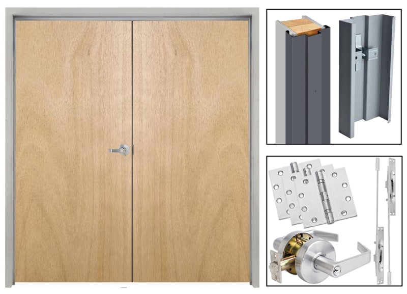 Wood-Lite Interior Commercial Wood Double Door and Drywall Frame, 72 in ...