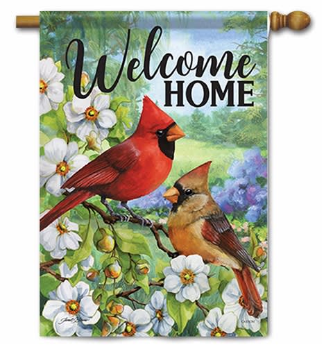 Cardinal Couple Decorative House Flag