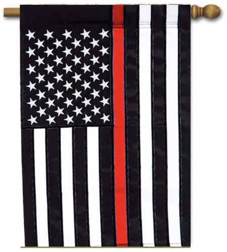 Thin Red Line (Firefighter Support) Applique House Flag