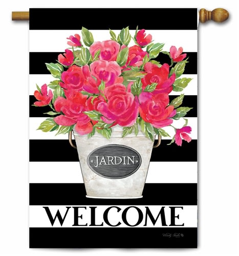 Striped Roses Decorative House Flag