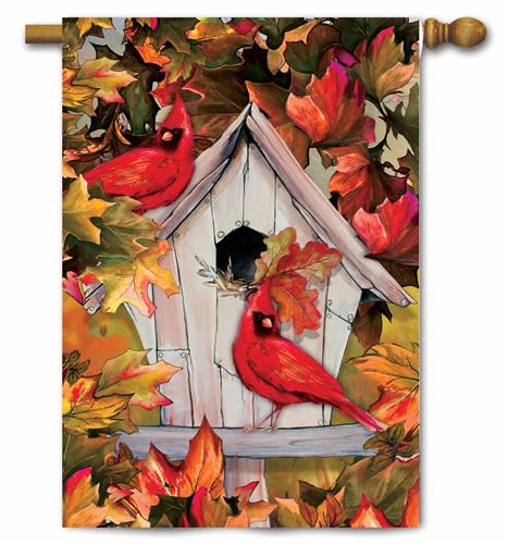Cardinal Birdhouse Decorative House Flag