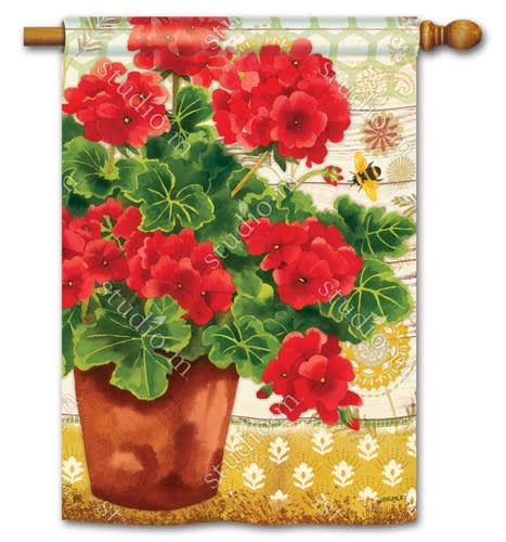 Potted Geraniums BreezeArt Standard House Flag