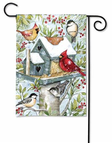 Winter Birdhouse BreezeArt Garden Flag