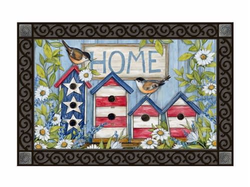 Stars and Stripes Birdhouses MatMates Decorative Doormat