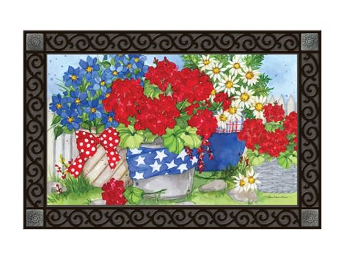 Patriotic Floral MatMates Decorative Doormat