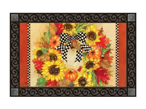 Sunflower Wreath MatMates Decorative Doormat
