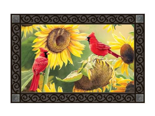 Sunflower Cardinal MatMates Decorative Doormat