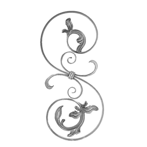 Indital S-Scroll Forged W/Leaves 10-5/8" W X 23-5/8"H5/8 X 5/16" Matl ...