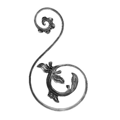 Indital S-Scroll Forged W/Leaves 10-1/4" X 18-1/8" - Ornate