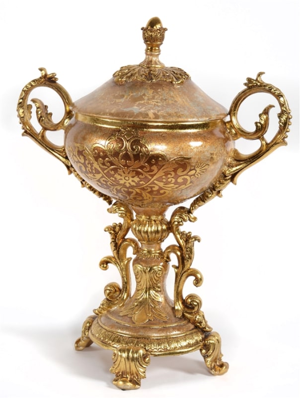 Medici Elegant Urn with Lid in Gold Finish by AFD Home - AFD-11273696