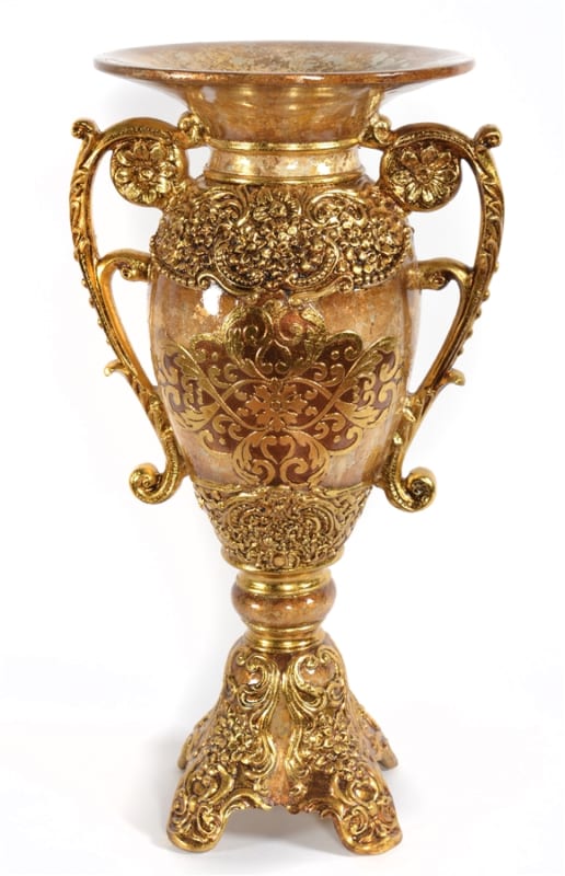 Medici Elegant Chalice Vase in Silver Leafing with Gold Finish by AFD Home - AFD-11273709