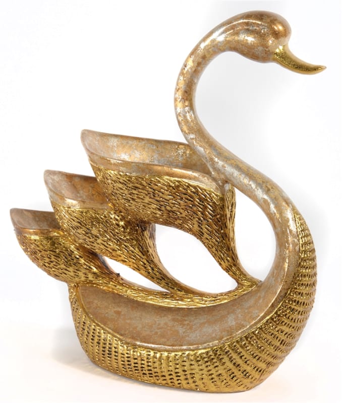 Medici Elegant Decorative Swan Holder in Silver Leafing with Gold Finish by AFD Home - AFD-11273776