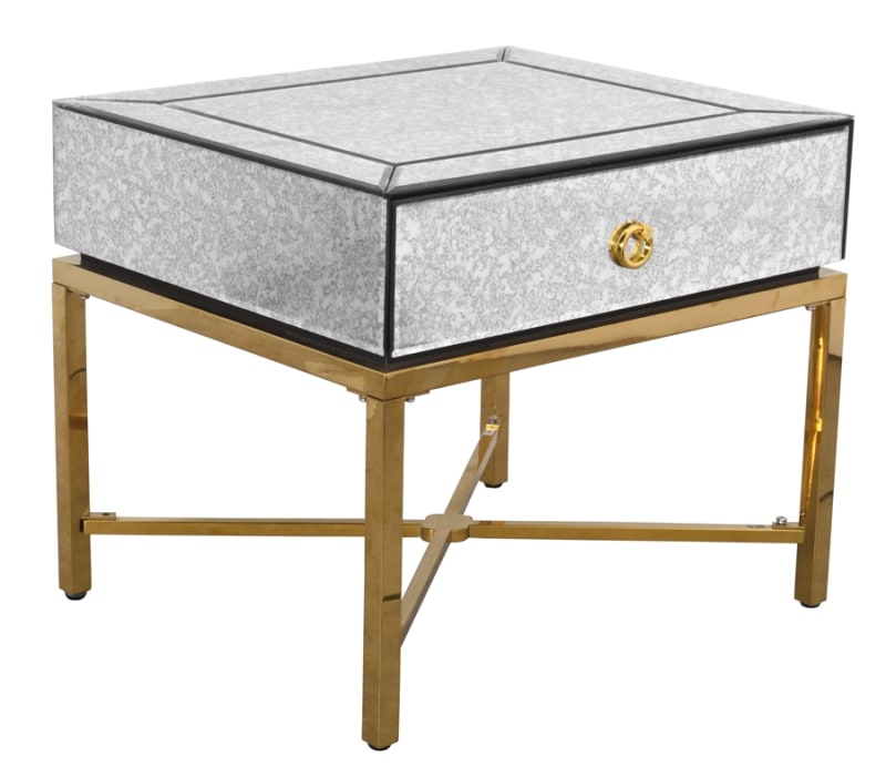 Striazza Side Table in Gold Trim Finish by AFD Home - AFD-11277081