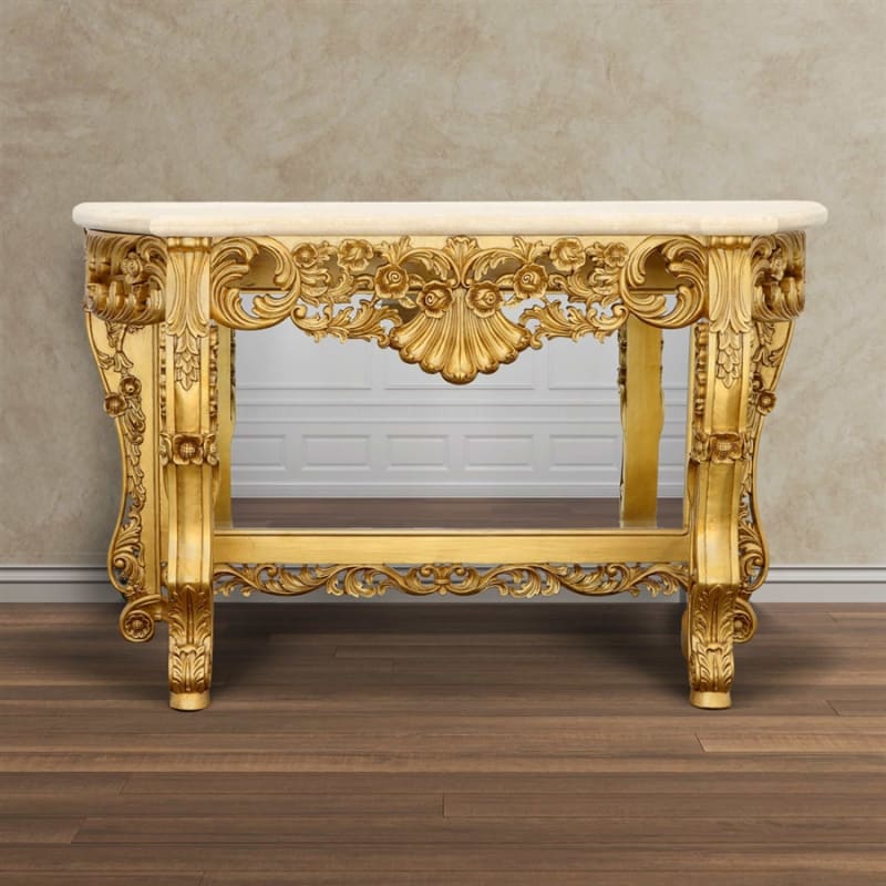 Gold Petticoat Console Table Cream Marble and Gold Finish by AFD Home - AFD-12016293