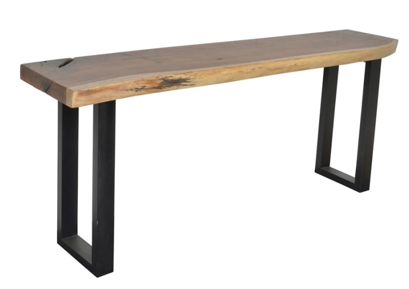 Live Edge Console Table with Square Iron Legs in Natural Suar Wood by ...