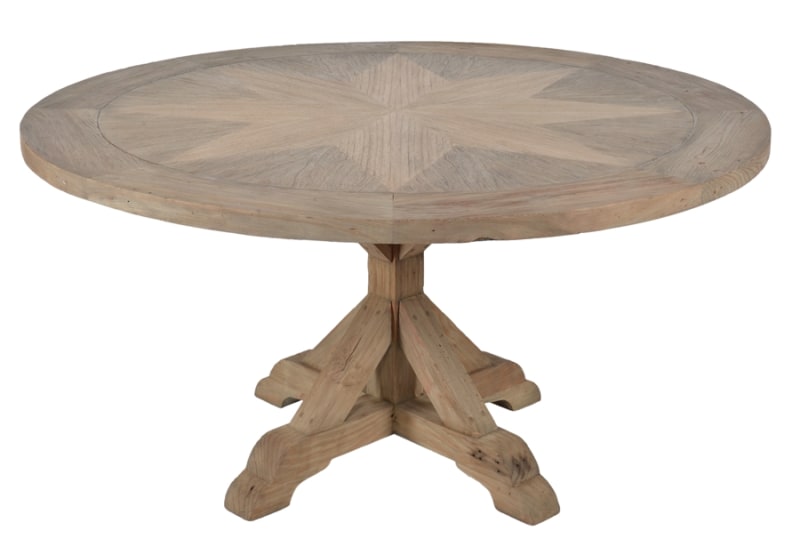 Inverness Farmhouse Round Dining Table in Natural Wood Finish by AFD ...
