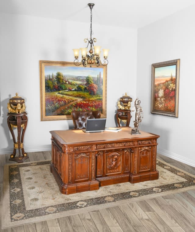 Resolute Hand Carved Presidents Desk in Heritage Mahogany Finish by AFD ...