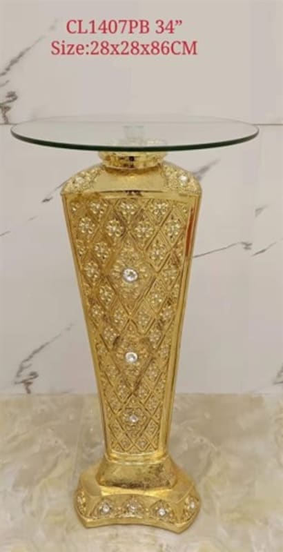 Golden Pedestal Accent Table in Gold Finish by AFD Home - AFD-12024721