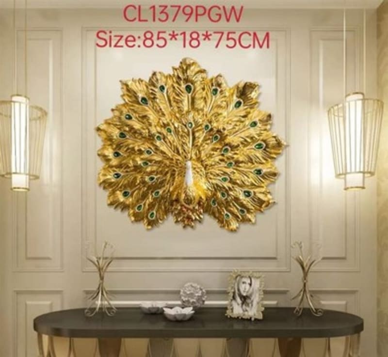 Grand Peacock Wall Decor in Green and Gold Finish by AFD Home - AFD ...