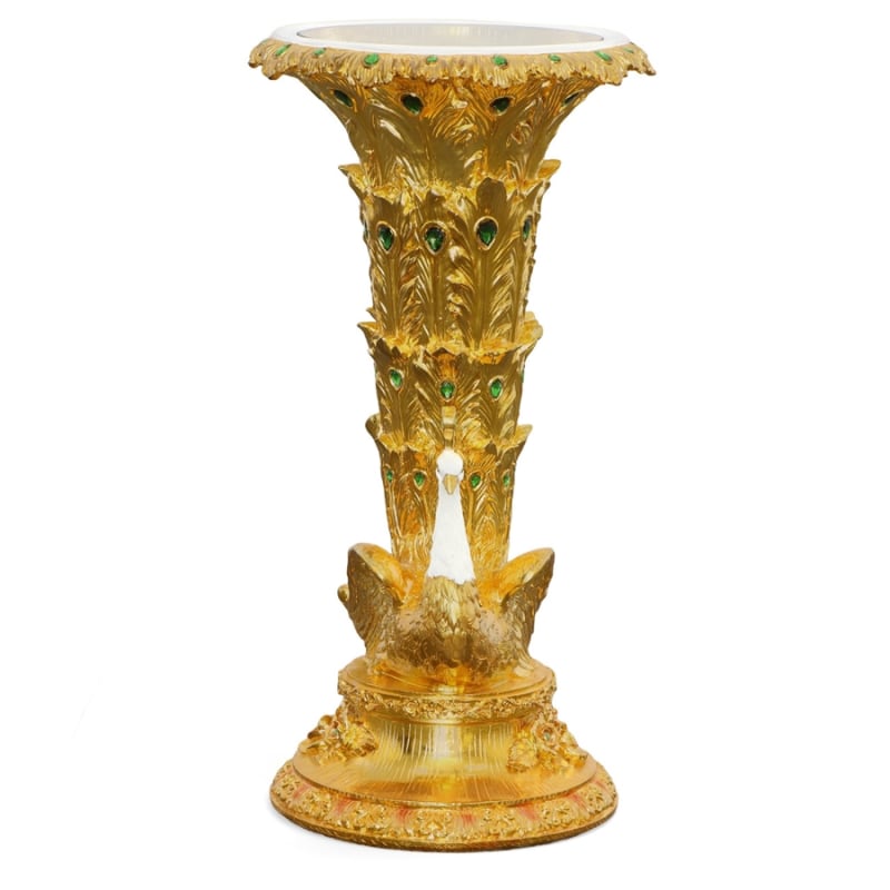 Golden Emerald Peacock Pedestal Table in Gold Finish by AFD Home - AFD ...