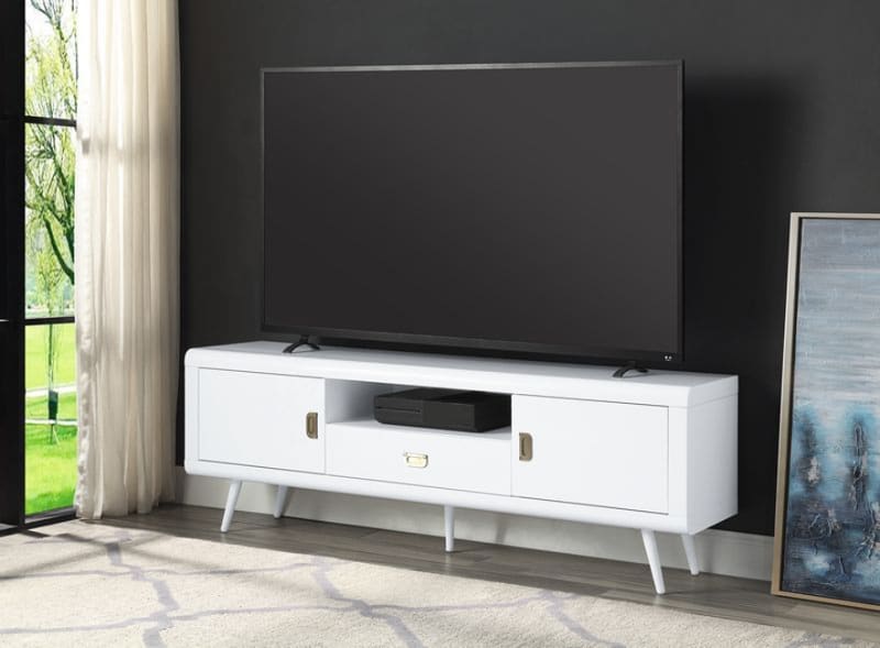 Pagan 63 Inch TV Console in White High Gloss Finish by Acme - 00745