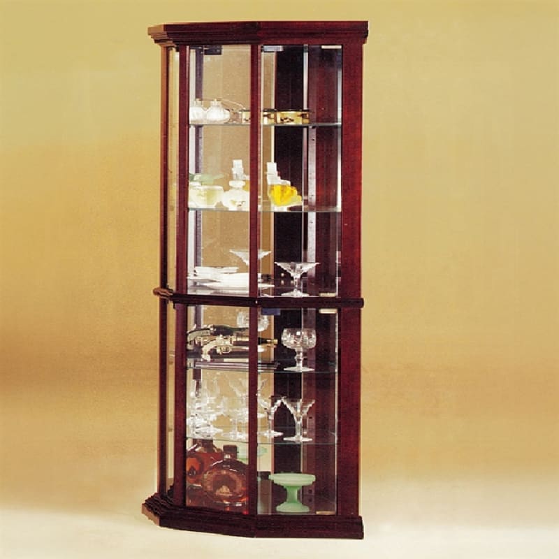 Huxley Corner Display Curio Cabinet in Cherry Finish by Acme - 02347