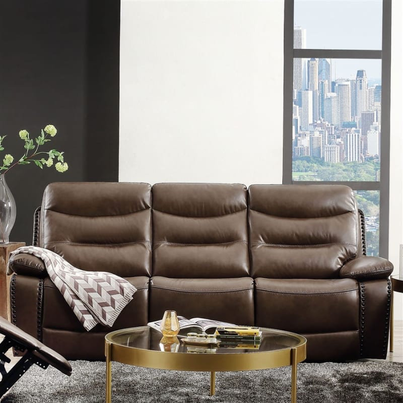 Aashi Motion Sofa in Brown Leather-Gel Match Finish by Acme - 55420