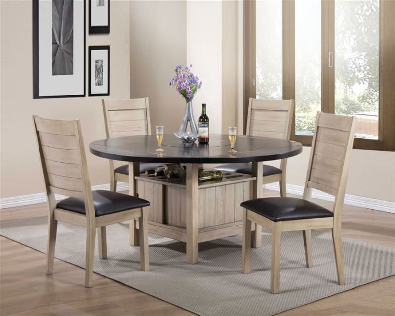 Ramona 5 Piece Round Table Dining Room Set in Dark Walnut & Antique ...