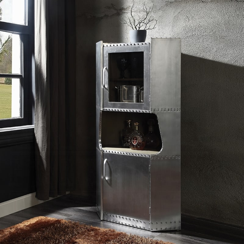 Brancaster Corner Cabinet in Aluminum Finish by Acme - 97710