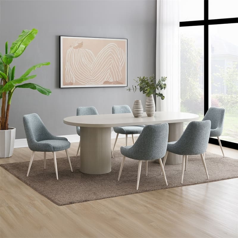 Laela 7 Piece Dining Room Set in Bone White Finish by Acme - DN03695